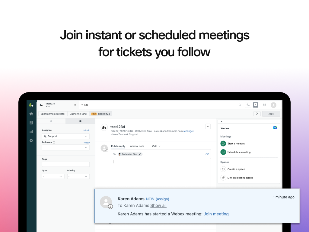 Webex App Integration with Zendesk Support