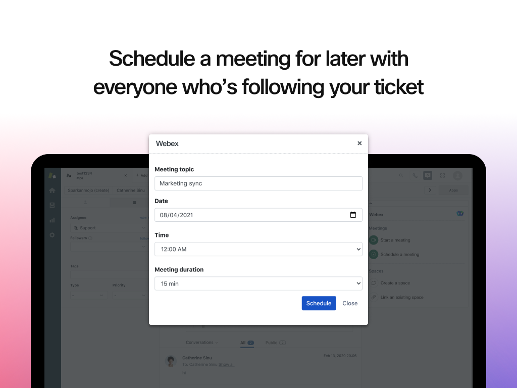 Webex App Integration with Zendesk Support